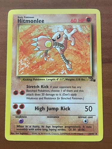 Pokemon NON HOLO HITMONLEE Base Set! NEAR MINT Condition! $3 Bid No ...