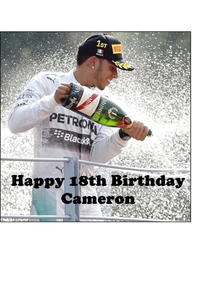 Lewis Hamilton pre-cut Edible Icing Cake Topper or Ribbon 02 | eBay UK