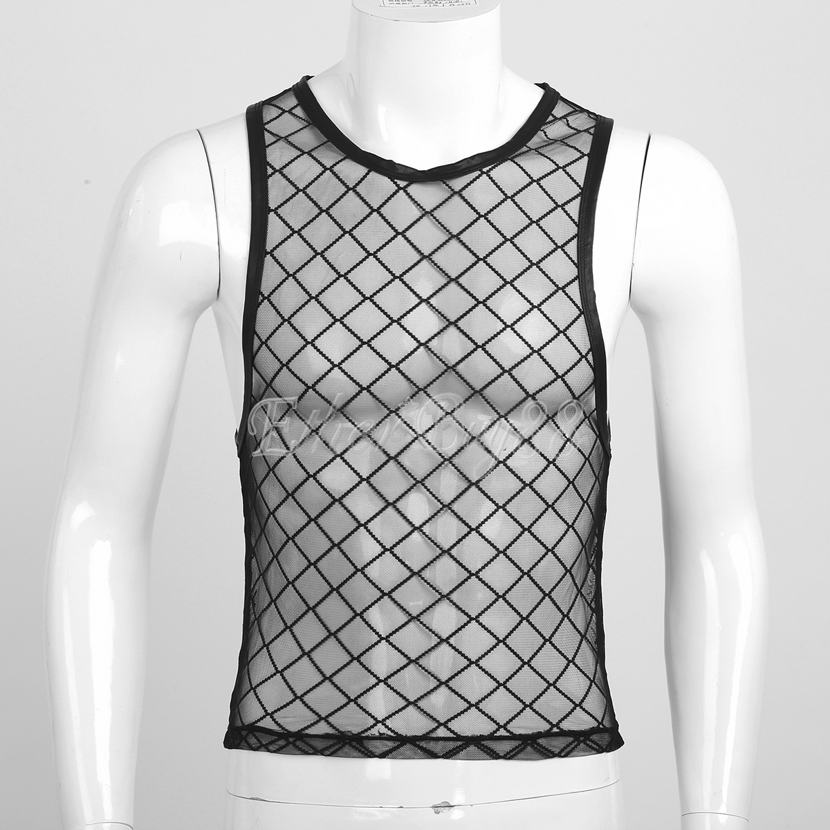 Muscle Comfy Mesh Net Fishnet Sheer Mens Vest Sleeveless Shirt Tank ...