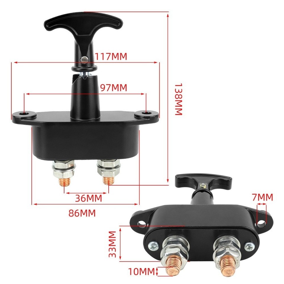 Marine Grade M10 Battery Disconnect Switch 200A Zinc Alloy Shell for ...