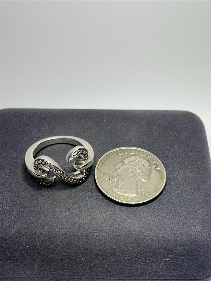 Designer Jane Seymour Sterling Silver & Diamond Sideways Open Heart ...