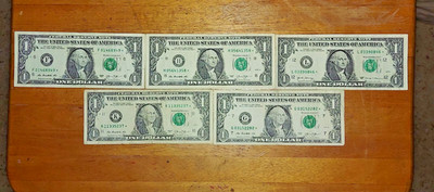 Star Replacement Notes 5 One Dollar Bills Various Districts 2013 Series ...