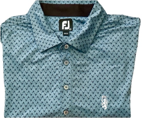 Footjoy Shirt Blue Lisle Palm Tree All Over Print Golf Polo Men 2XL ...
