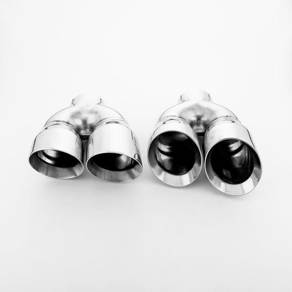 Pair Quad Staggered Dual Wall 4" Out Exhaust Tips 3" Inlet Stainless ...