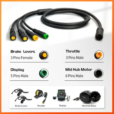Ebike EB-BUS 1T4 Wiring Harness Cable for BAFANG BBS01 BBS02 BBSHD Mid ...