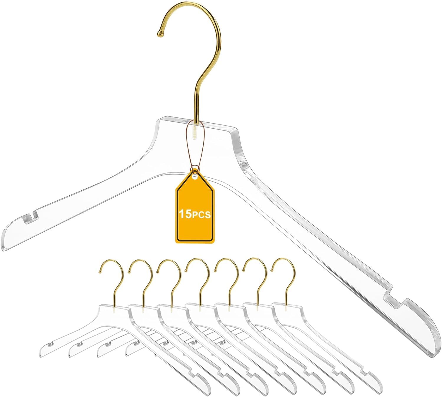 Acrylic Clothes Hangers - 15 Pack Clear Acrylic Hangers Plastic ...