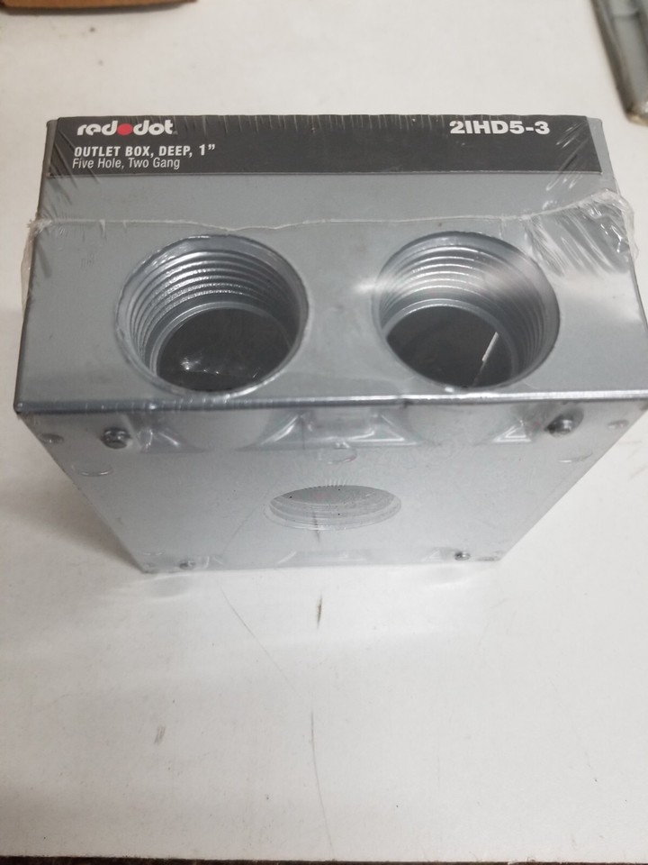 Thomas & Betts 2IHD5-3 Outlet Box Two Gang Deep 5 hole 3/4" inlets wet ...