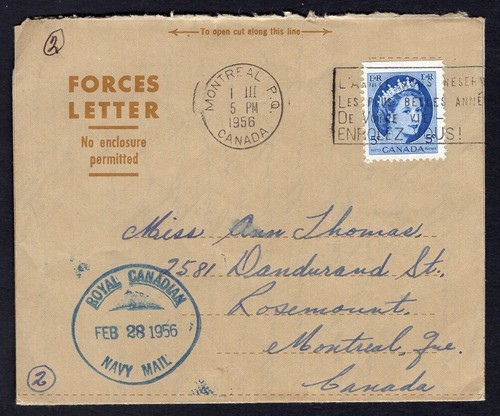 Canada Military 1956 Forces Letter Cover. RCN Navy Mail | eBay