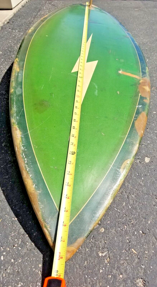 Rare! Vintage 1970s? Bill Barnfield Lightning Bolt 7' Surfboard Green ...
