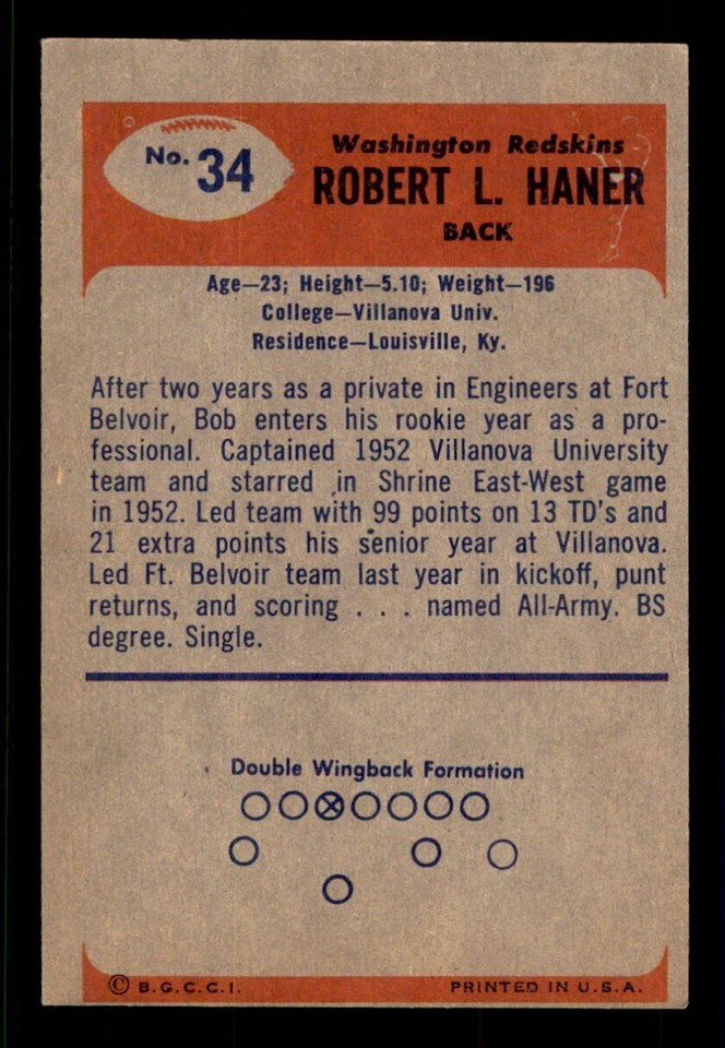1955 Bowman Football #34 Robert Haner VG *e1 | eBay