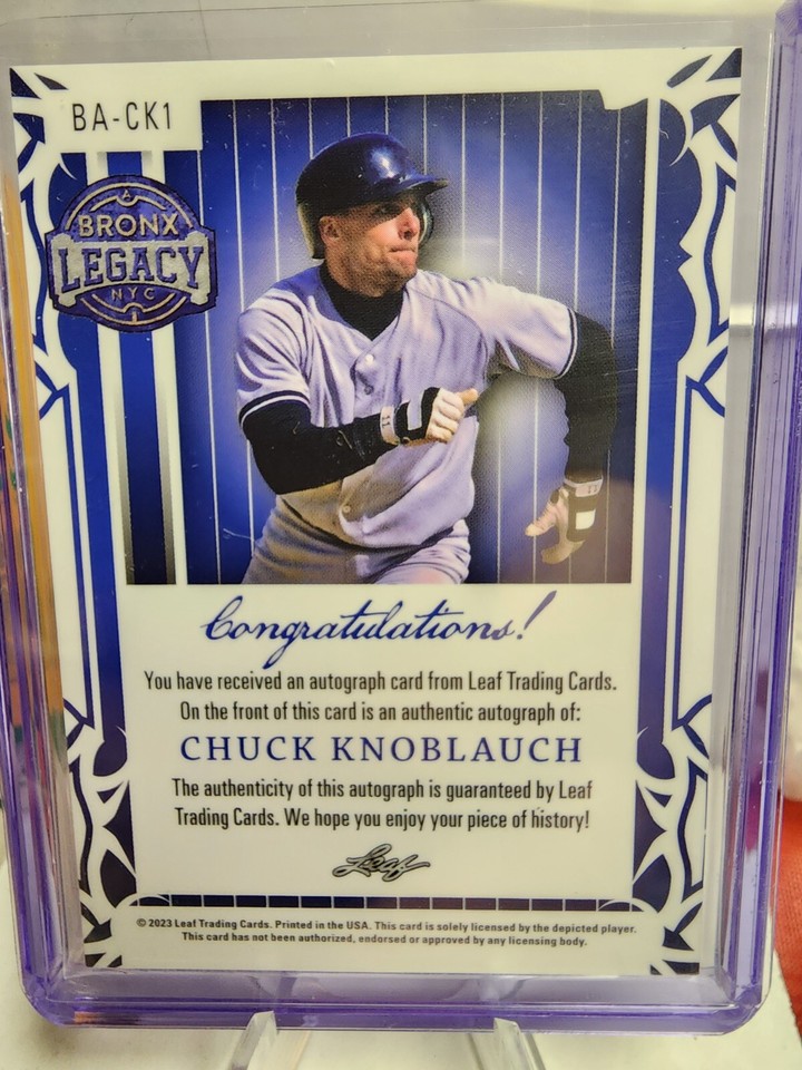 2023 Leaf Bronx Legacy Chuck Knoblauch 15/15 Autograph | eBay