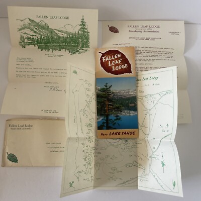 Vintage 1962 Fallen Leaf Lodge California Tourist Travel Brochure Map ...
