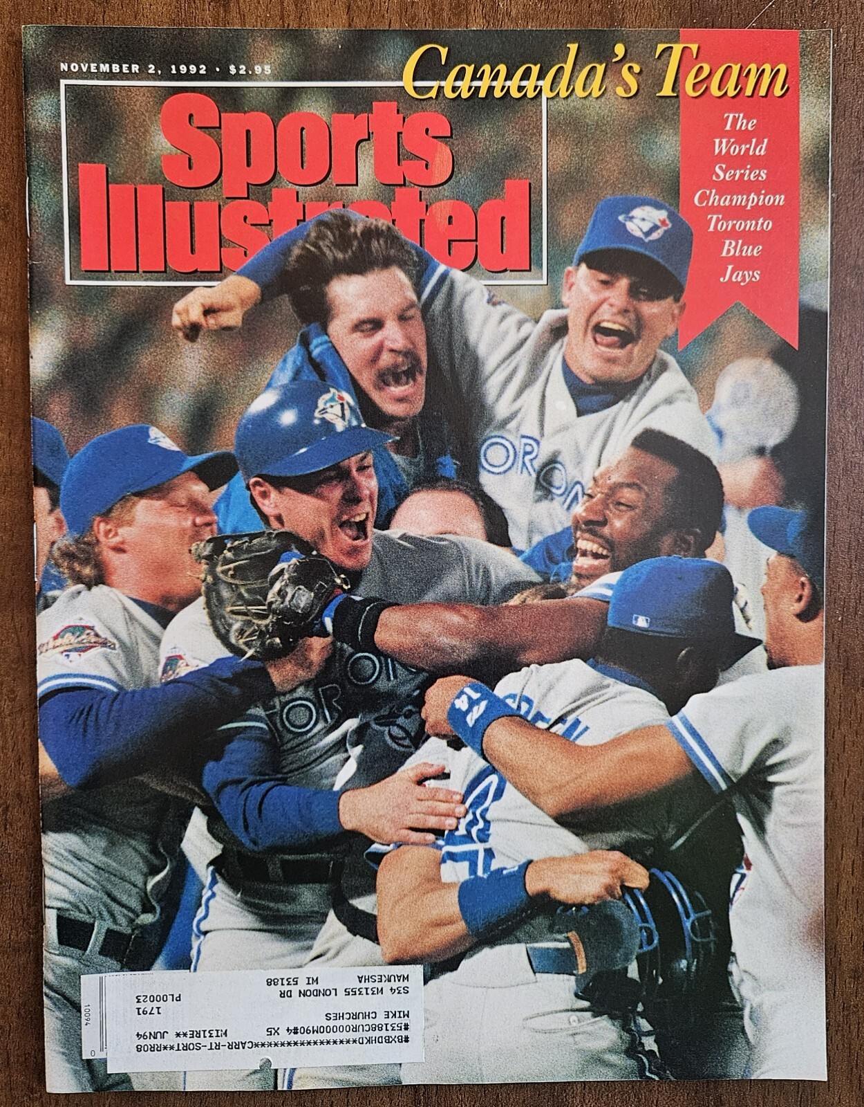 Sports Illustrated -November 2, 1992 - Toronto Blue Jays - World Series ...
