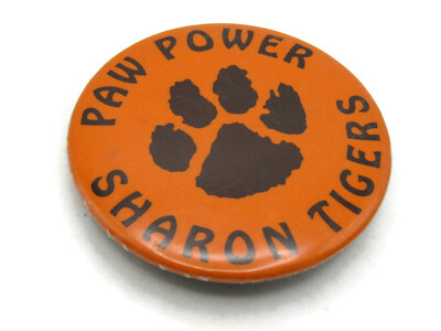 Sharon Tigers Pin Paw Power Paw Graphic Orange & Black Lettering | eBay