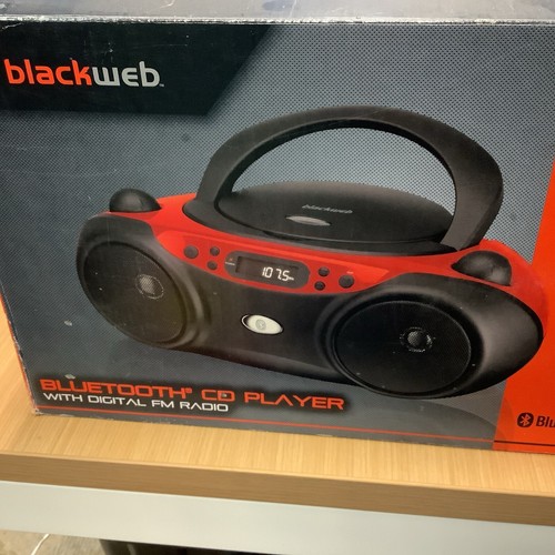 Blackweb BWA17AA003RS Mini Boombox CD-Bluetooth-Radio-Aux+Cord-Red ...
