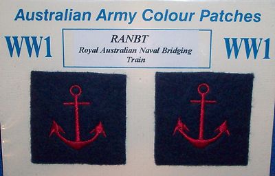 RANBT COLOUR PATCHES - ROYAL AUSTRALIAN NAVAL BRIDGING TRAIN WW1 ...