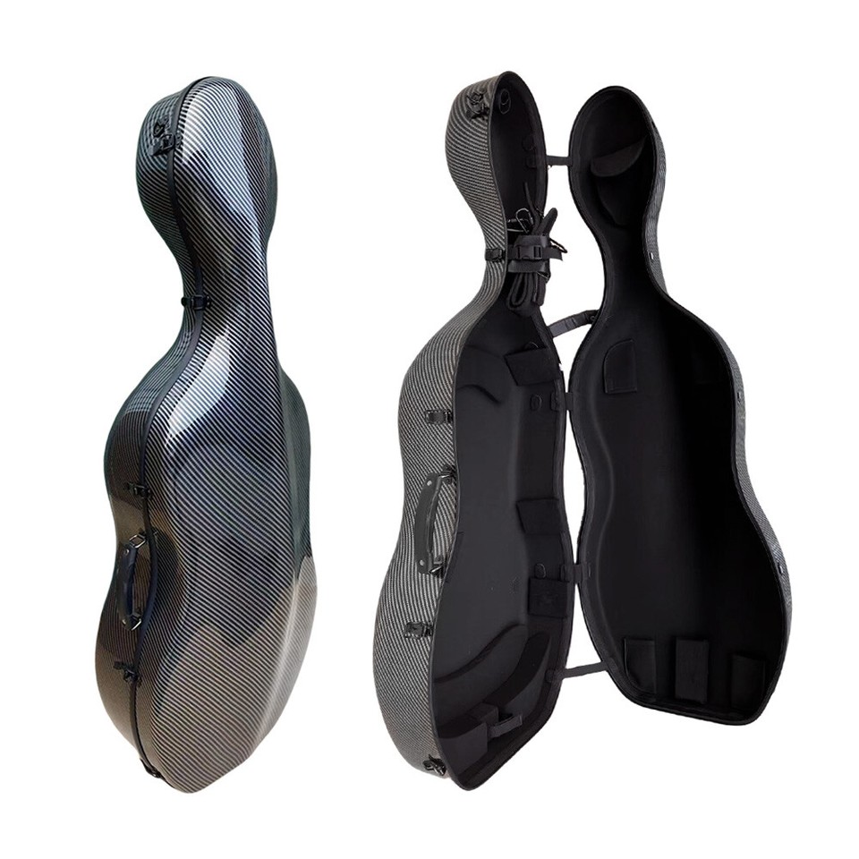 Cello Case 4/4 Full Size Carbon Fiber Cello Box Strong Light with wheel ...