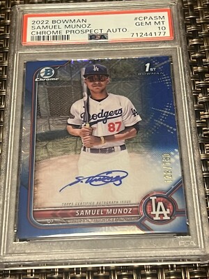 2022 Bowman Chrome Samuel Munoz 1st Blue Mojo Refractor Auto /150 PSA ...