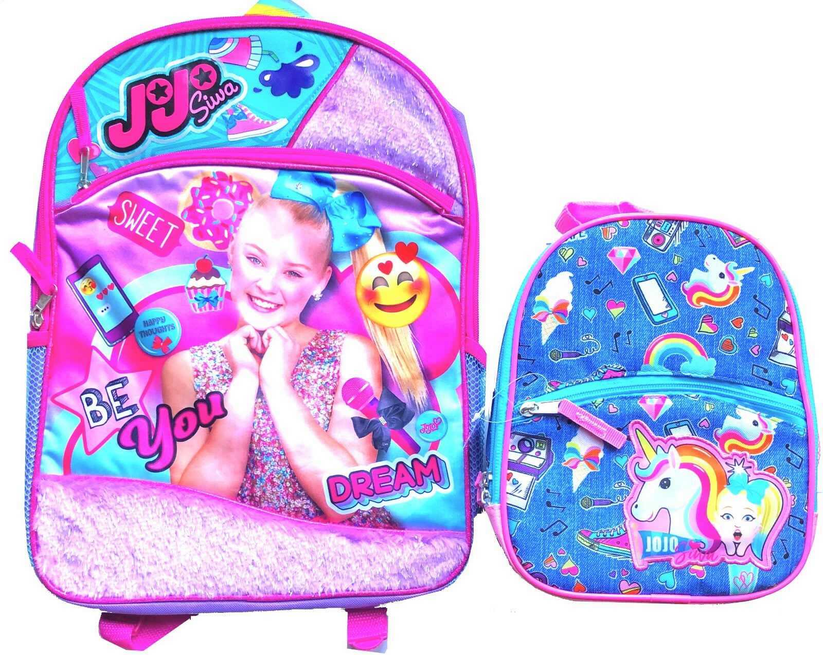 JoJo Siwa 16" Backpack with Fur & Lunch Bag | eBay