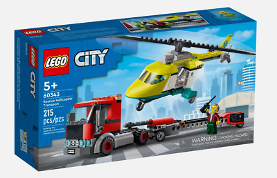 60343 RESCUE HELICOPTER TRANSPORT truck semi lego city town NEW legos ...
