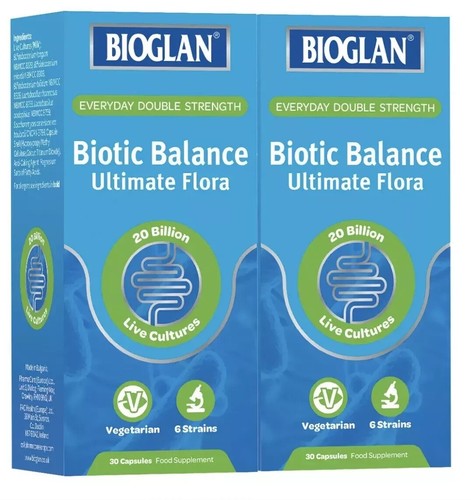 2 x Bioglan Biotic Balance Ultimate Flora Double Strength Probiotic 30 ...