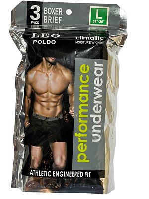 Leo Poldo Boxer Brief Climalite Performance Underwear 3-Pack Size L 34 ...