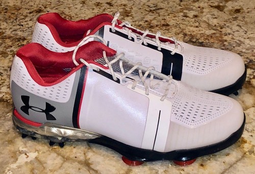 UNDER ARMOUR UA Spieth One White Grey Red Black Golf Shoes Cleats NEW ...