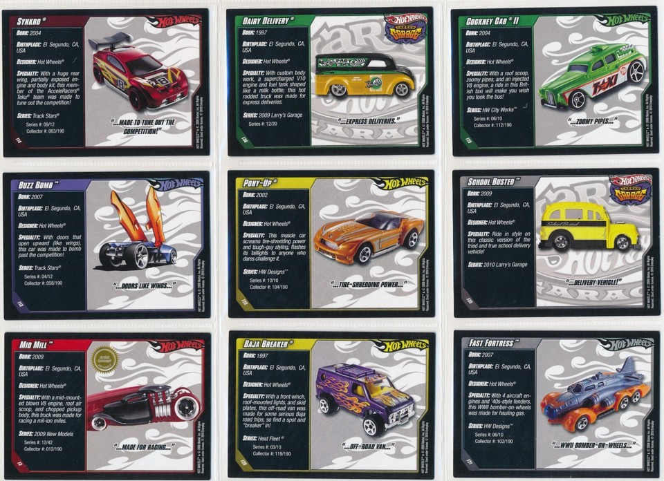 2010 Enterplay Hot Wheels Trading Cards Fun Packs Game Foil Cards Lot ...