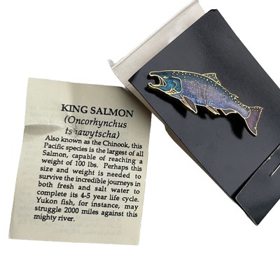 VTG 1987 WM SPEAR Design Pin Champleve ENAMEL KING SALMON Fish Chinook ...