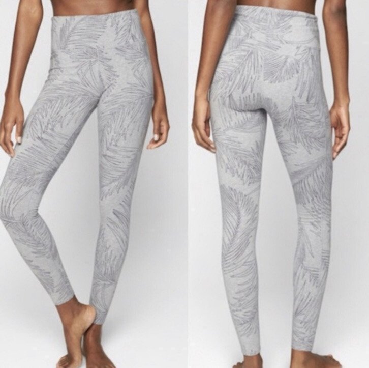 Athleta Tropic Palm Print Cotton Be Present Leggings Gray Women's ...