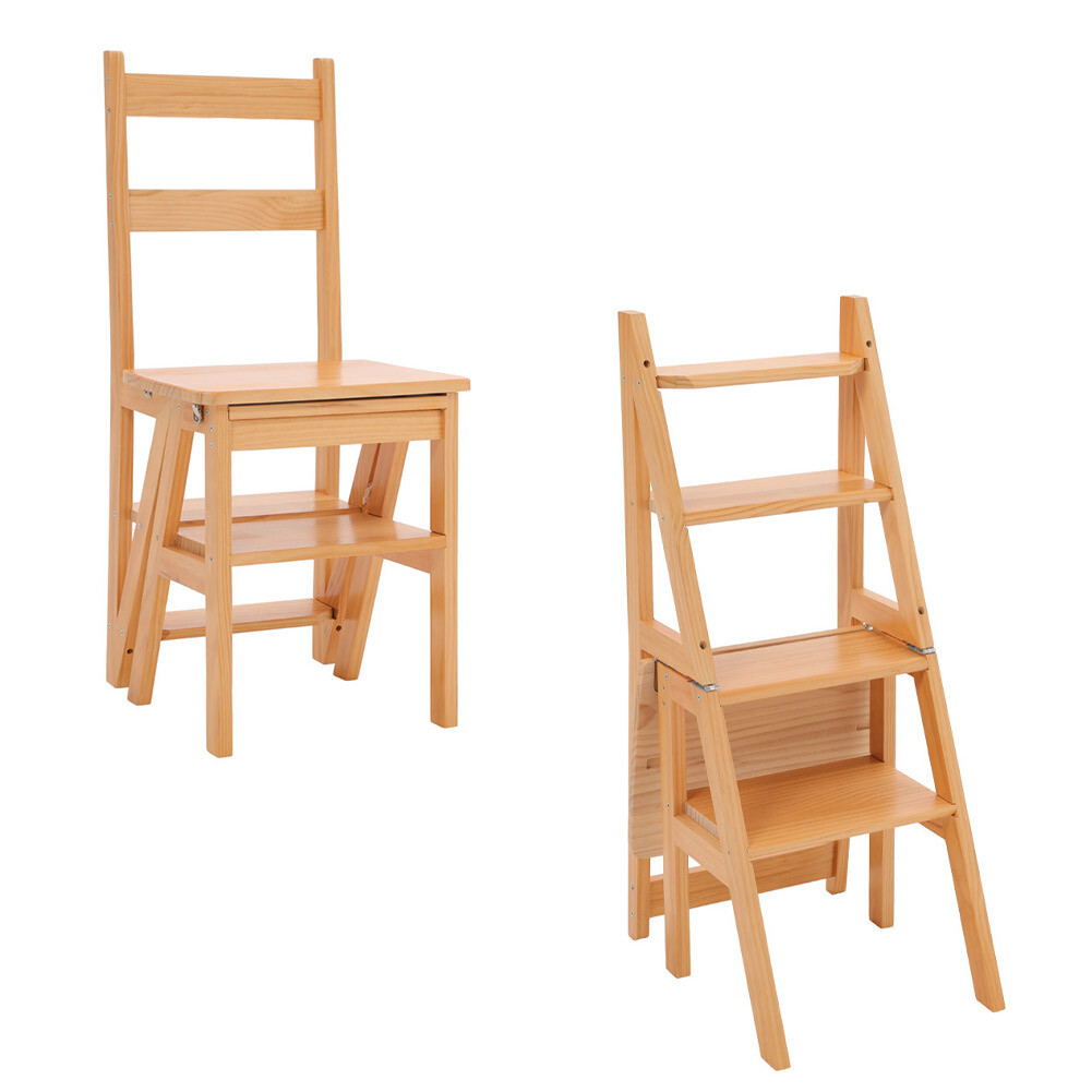 3 in 1 Step Ladder Chair Home Office Display Stand Library Ladder ...