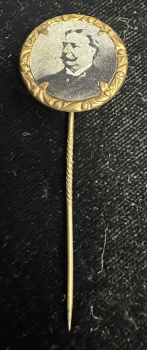 1908 Wm H TAFT 3/4" BRASS STICK PIN W/ REAL PHOTO, UNUSUAL CAMPAIGN ...