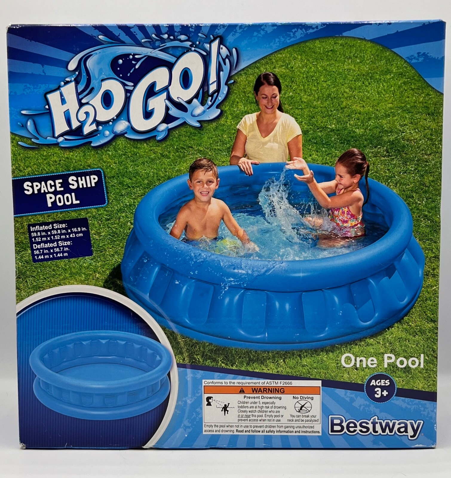 Bestway H20 Go Splash & Fun Space Ship Swimming Pool 59.8" .8" .9" for ...