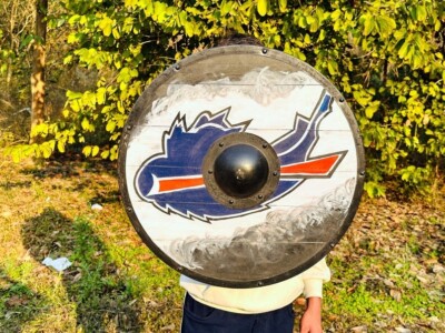 Antique Fish Design Medieval Wooden Viking Valhalla Cosplay Shield Hand ...
