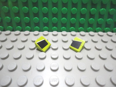 Lego 2 Lime Green 1x1 finish tile sloped with sticker design | eBay