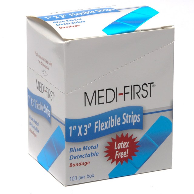 Medique 68033 Medi-First 1" " Blue Woven Adhesive Strip Bandage - 100 ...