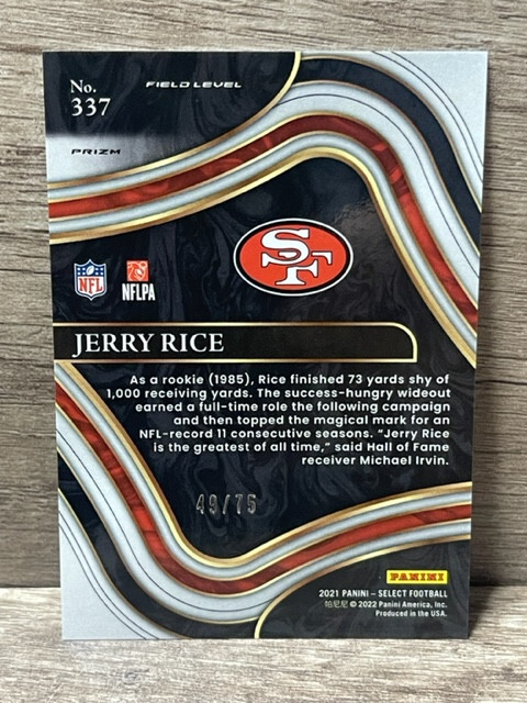 2021 Panini Select Field Level Tri-Color Prizm /75 Jerry Rice #337 HOF ...