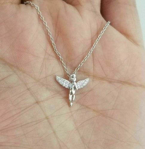 0.50Ct Round Cut Diamond Baby Angel Charm Pendant Necklace 14K White ...