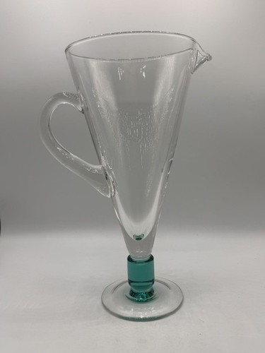 1950s Erickson Art Glass Trumpet Pitcher – Aqua & Clear – Heavy Hand ...