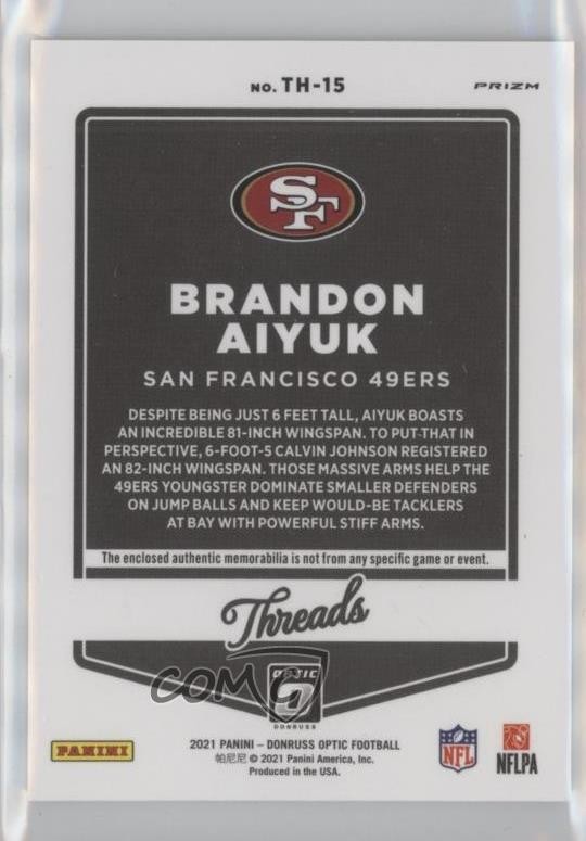 2021 Panini Donruss Optic Donruss Threads Red Prizm Brandon Aiyuk #TH ...