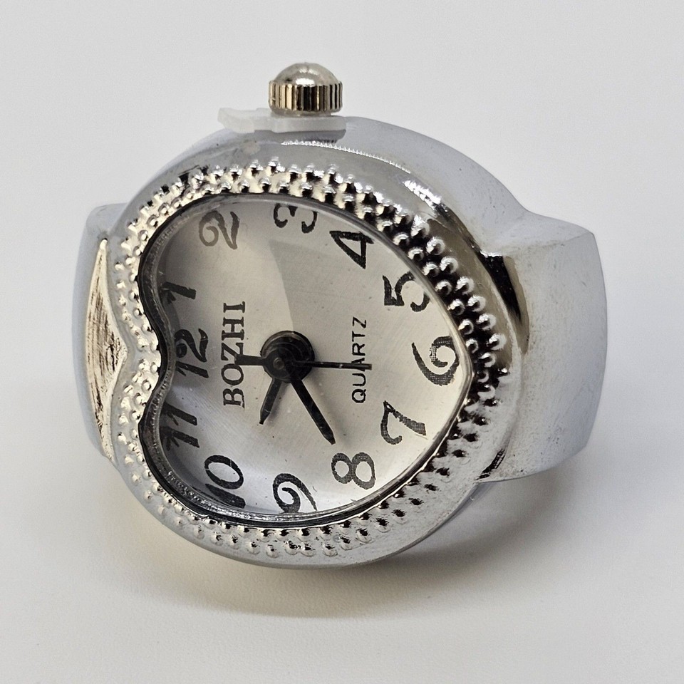 LOVE Ring Watch Women White Dial Analog Quartz Watch Stretch Band ...