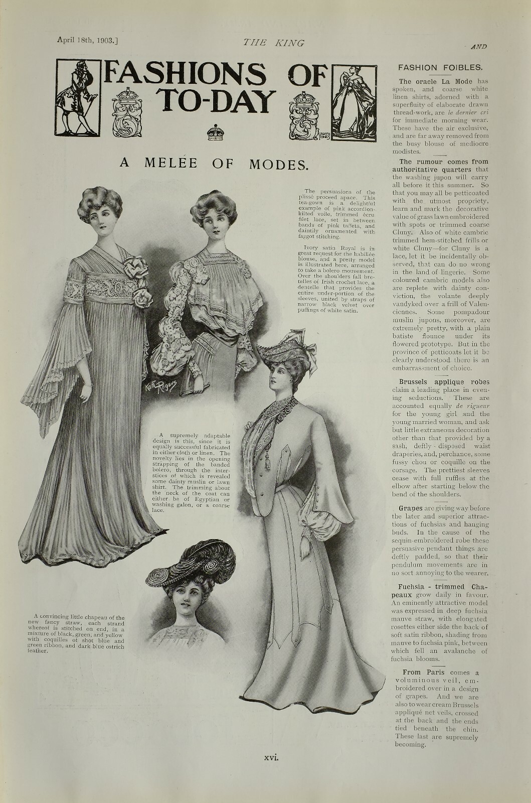 1903 PRINT ~ WOMENS FASHION ~ MELEE OF MODES BRUSSELS ROBES FUCHSIA ...