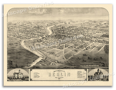 Berlin Wisconsin 1867 Historic Panoramic Town Map - 20x28 | eBay