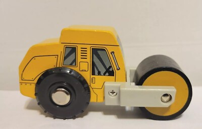 2017 Battat Yellow Wood Steamroller Construction Vehicle 4" x 2" | eBay