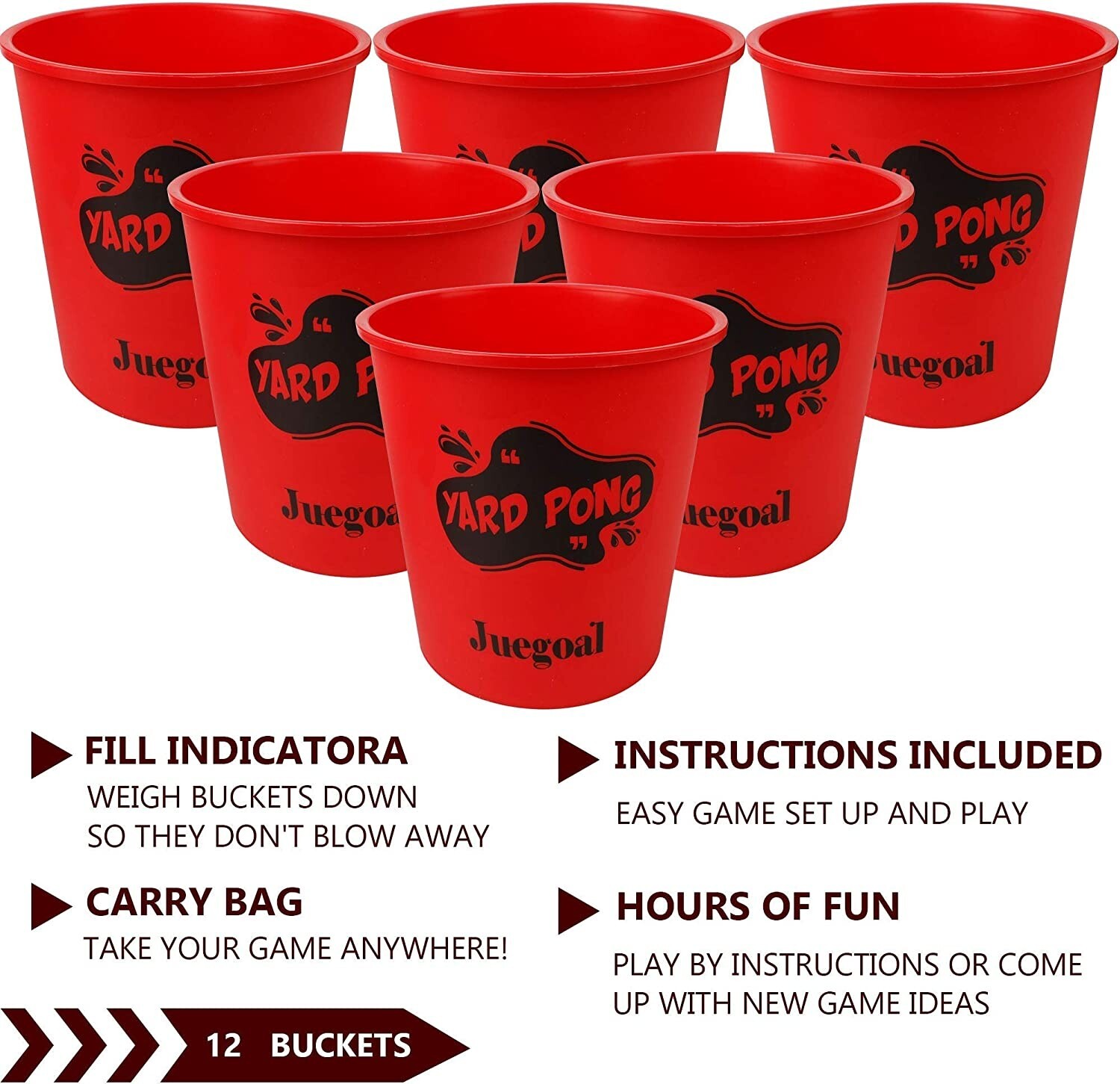Juegoal Yard Pong Outdoor Giant Yard Game Set with Durable Buckets ...