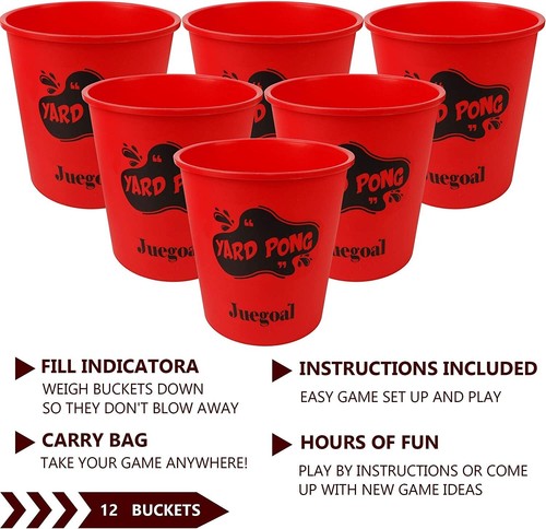 Juegoal Yard Pong Outdoor Giant Yard Game Set with Durable Buckets ...