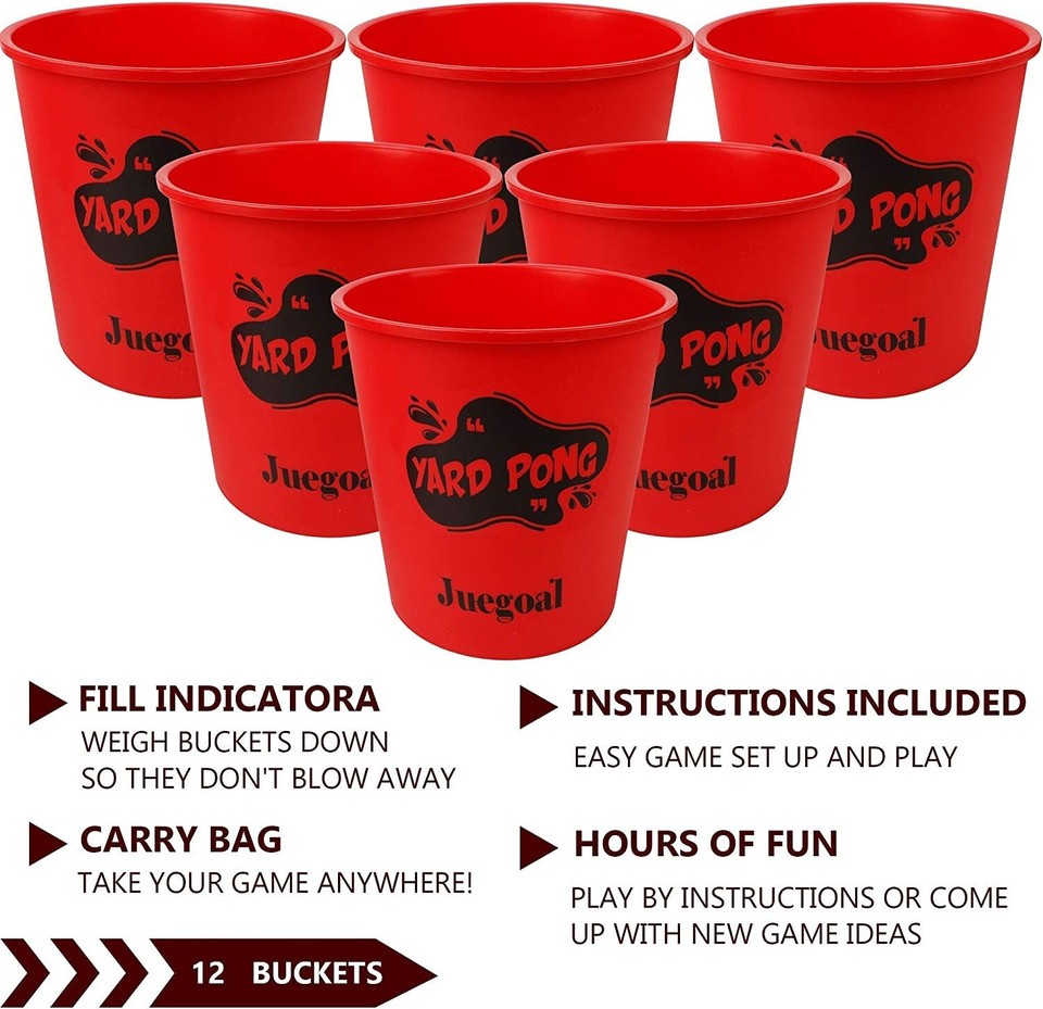 Juegoal Yard Pong Outdoor Giant Yard Game Set with Durable Buckets ...