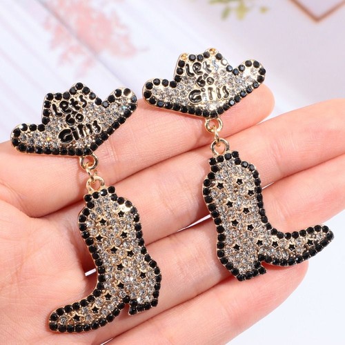 Western Country Boots Hat Dangle Earrings Drop Dangling Earrings Women ...
