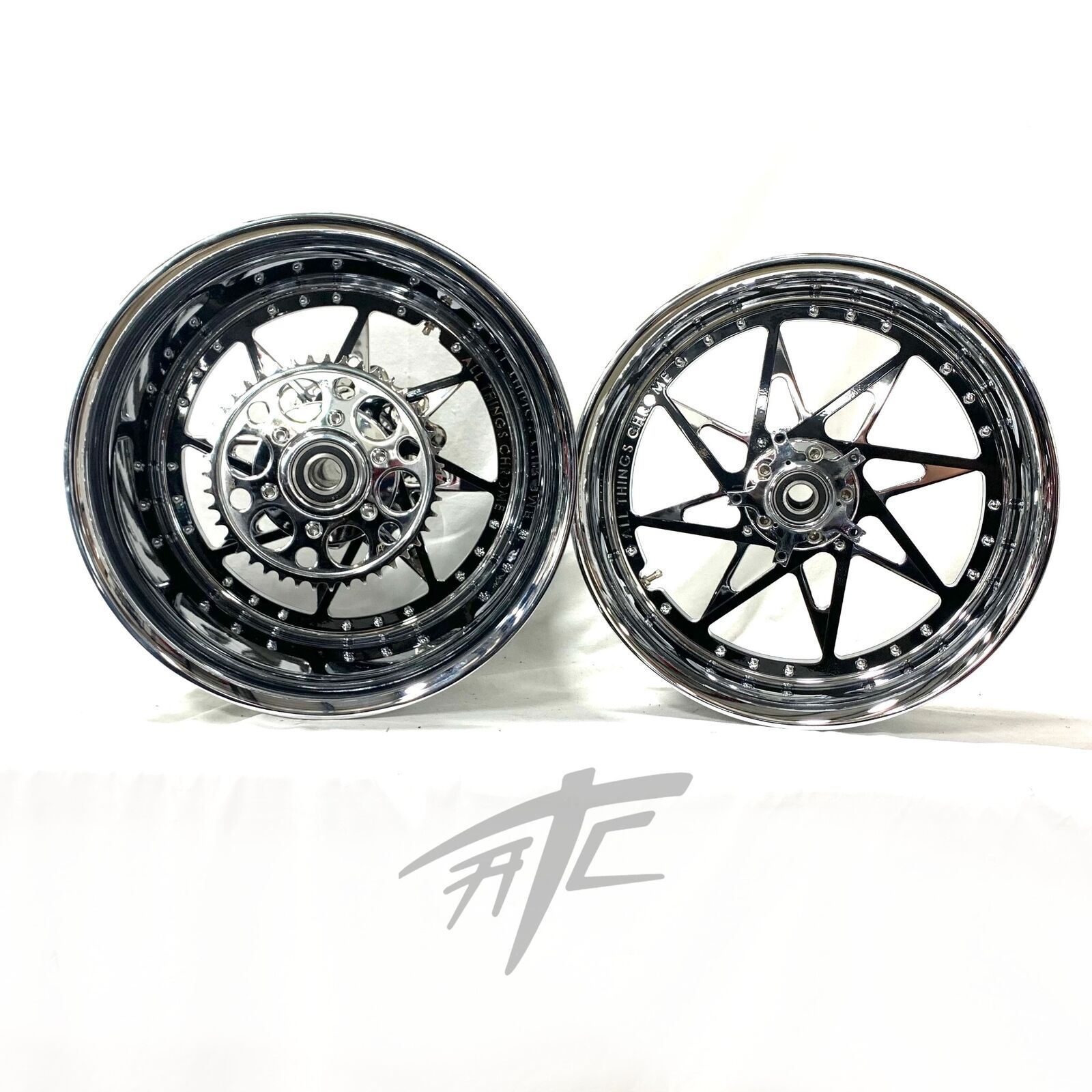 GSXR STOCK SIZE CHROME & BLACK SWITCHBACK WHEELS 01-08 SUZUKI GSXR 1000 ...