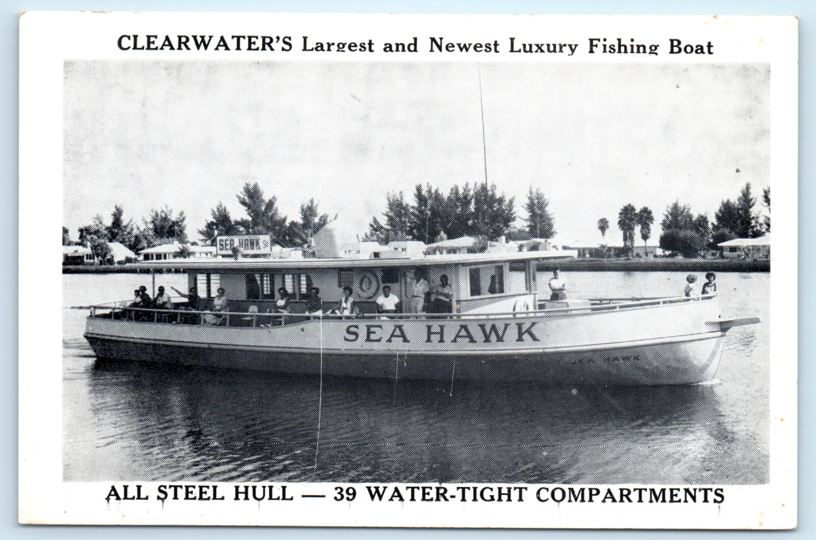 POSTCARD Twin Diesel Powered Sea Hawk Fishing Boat Clearwater Beach ...